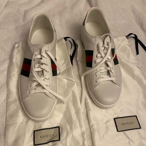 Gucci | Shoes | Mens Gucci White And Green Croc Ace Sneakers | Poshmark